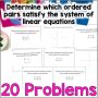 Ordered Pairs & System of Linear Equations Game 8th Grade Math Station ...