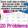 Solving Multi Step Equations Partner Activity Game 8th Grade Order of ...