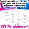 Exponent Rules 8th Grade Math Game Laws & Properties of Exponents ...
