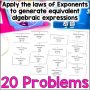 Exponent Rules 8th Grade Math Game Laws & Properties of Exponents ...