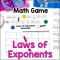 Laws of Exponents Game Rules of Exponents Practice & Activity for 8th ...