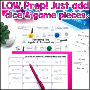 Factoring Two Algebraic Expressions Algebra Game – 8th Grade Math ...
