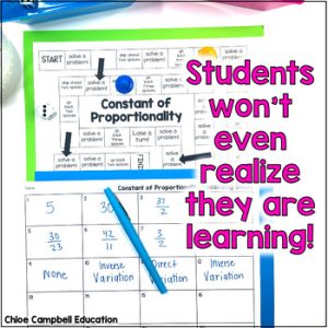 Constant of Proportionality Game & Worksheet 7th Grade Unit Rate Review ...