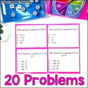 Equivalent Expressions 7th Grade Math Game Combining Like Terms Review ...