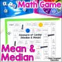 Measure of Center Mean & Median Worksheet & Game 5th 6th 7th Grade Math ...