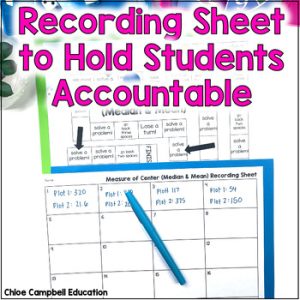 Measure of Center Mean & Median Worksheet & Game 5th 6th 7th Grade Math ...