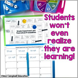 Experimental & Theoretical Probabilities Task Cards Activity 7th Grade ...
