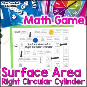 Surface Area of Right Cylinders Game 3D Nets Real World Problems 7th ...
