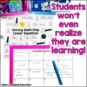Solving Multi-Step Linear Equations Game for 8th Grade Math – One ...