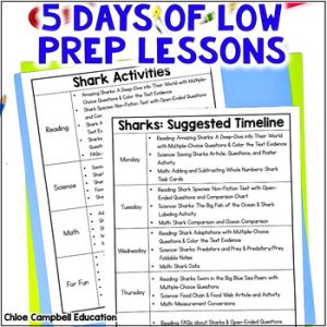 No Prep Emergency Sub Plans for 4th & 5th Grade – All About Sharks – 5 ...