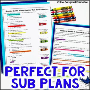 No Prep Emergency Sub Plans for 4th & 5th Grade – All About Sharks – 5 ...