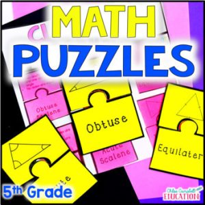 5th Grade Math Games – Matching Puzzles Math Centers – Entire Year ...