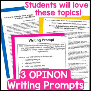 6 Paired Passages with Writing Prompts for Opinion & Informational ...