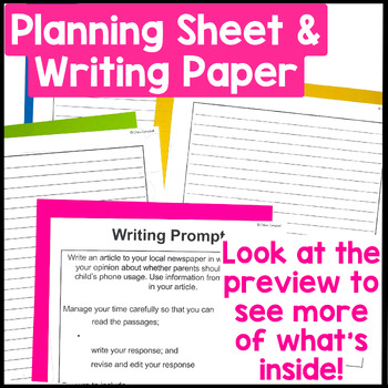 6 Paired Passages with Writing Prompts for Opinion & Informational ...