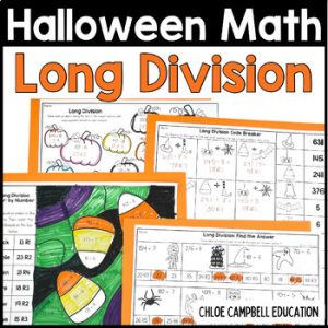 Long Division with Remainders – Halloween Math Worksheets – Color by ...