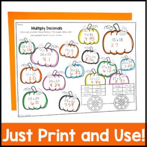 Multiplying Decimals – Halloween Math Worksheets – Color by Number ...