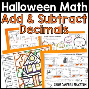 Adding and Subtracting Decimals Color by Number – Halloween Math ...