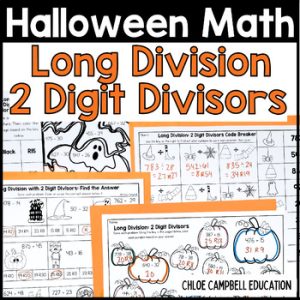 Halloween Math Worksheets – 3 Digit by 2 Digit Long Division – 2 Digit ...