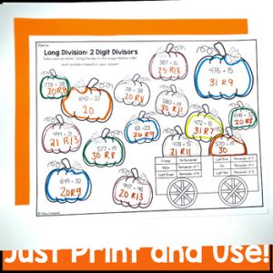 Halloween Math Worksheets – 3 Digit by 2 Digit Long Division – 2 Digit ...