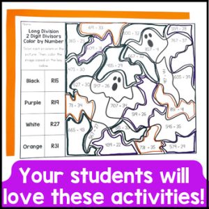 Halloween Math Worksheets – 3 Digit by 2 Digit Long Division – 2 Digit ...