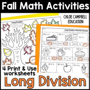 Long Division with Remainders Color by Number Fall Thanksgiving Math ...