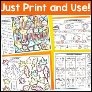 Long Division with Remainders Color by Number Fall Thanksgiving Math ...