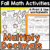 Multiplying Decimals Fall Math Worksheets – 5th Grade Thanksgiving Math ...
