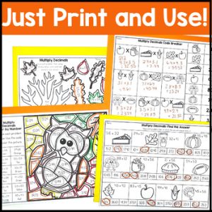 Multiplying Decimals Fall Math Worksheets – 5th Grade Thanksgiving Math ...