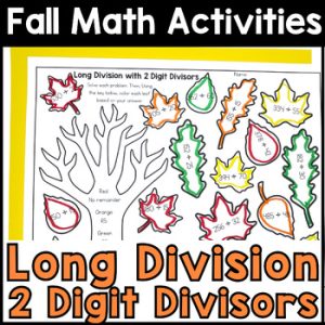 Long Division with 2 Digit Divisors 5th Grade Thanksgiving Math Color ...