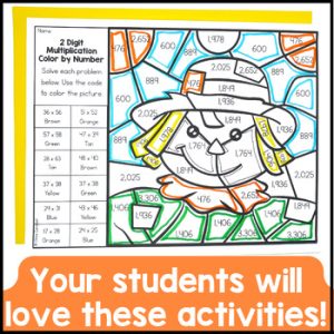 Fall 2 Digit Multiplication Color by Number – Double Digit ...