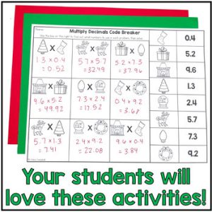 Multiplying Decimals – Christmas Math Worksheets – Color by Number ...