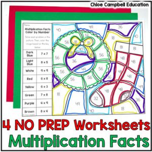 Multiplication Facts Practice Christmas Math Worksheets - Christmas ...
