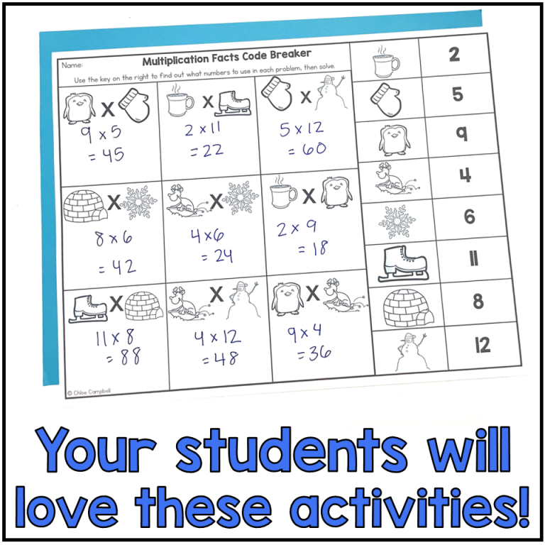 Multiplication Facts Practice Winter Math Worksheets – Winter Fact ...