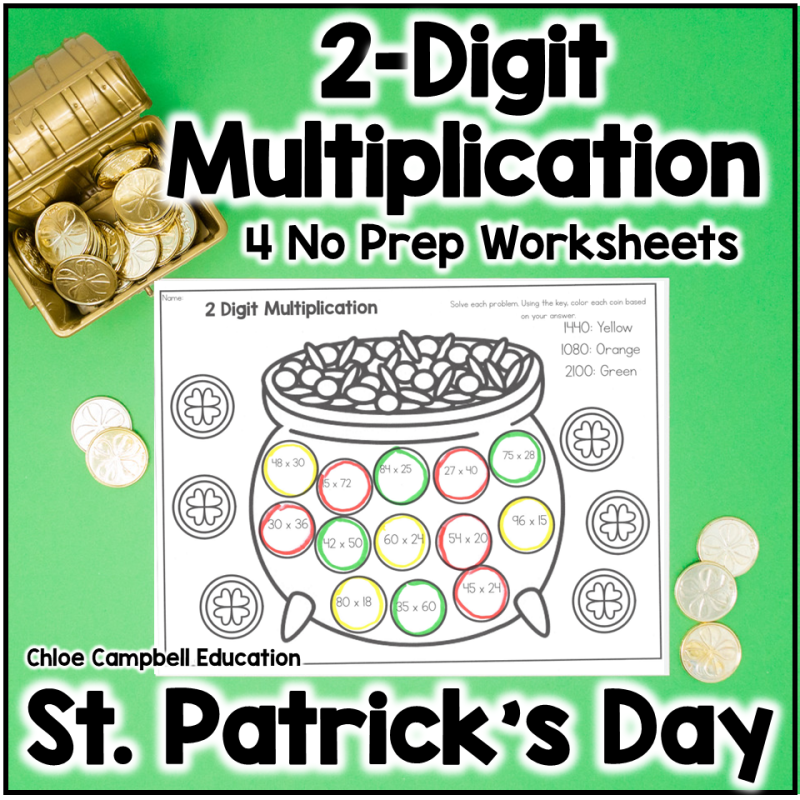 Double Digit Multiplication Color by Number – St. Patrick’s Day Math ...