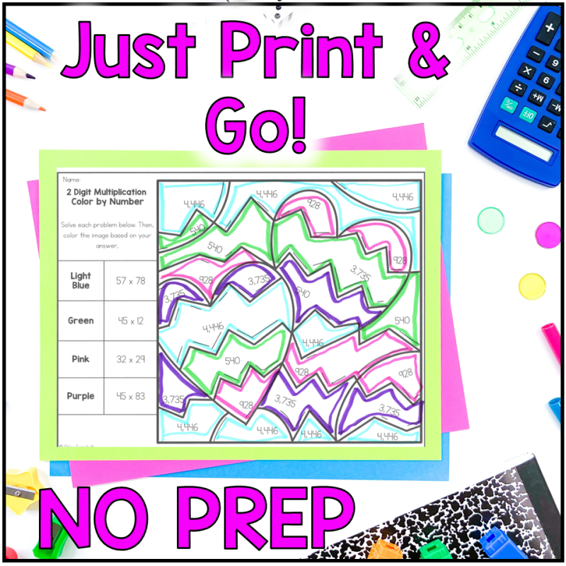 Double Digit Multiplication Color by Number – Spring Math Worksheets ...