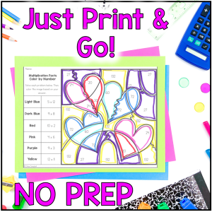 Multiplication Facts Color by Number – Spring Math Worksheets